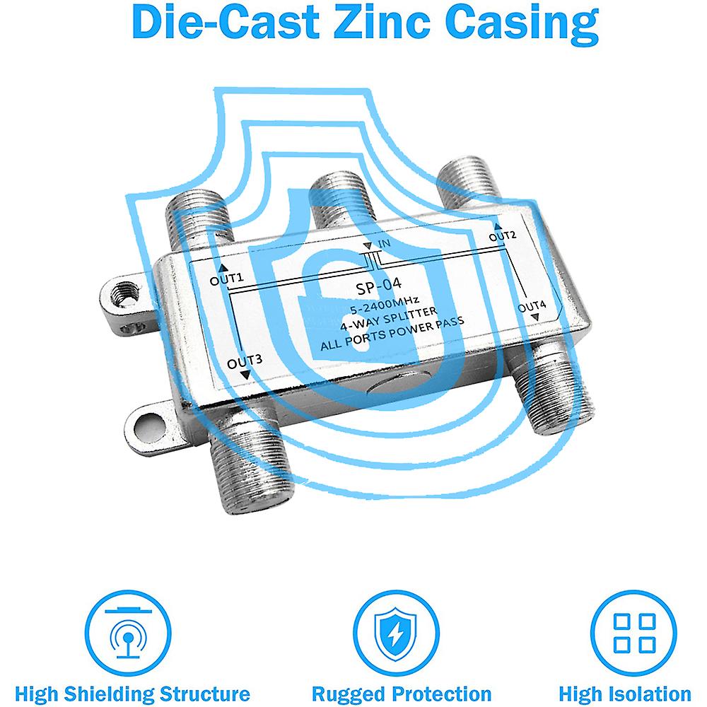 4-way Coaxial Cable Splitter, Works With Hd Tv, Satellite | Fruugo UK