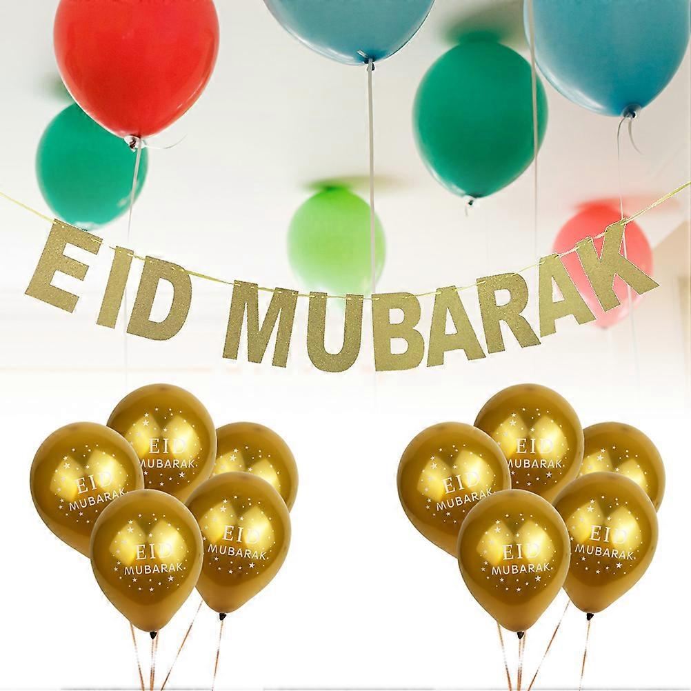 Ramadan Theme Eid Mubarak Banner Golden Latex Balloons Muslim Festival ...