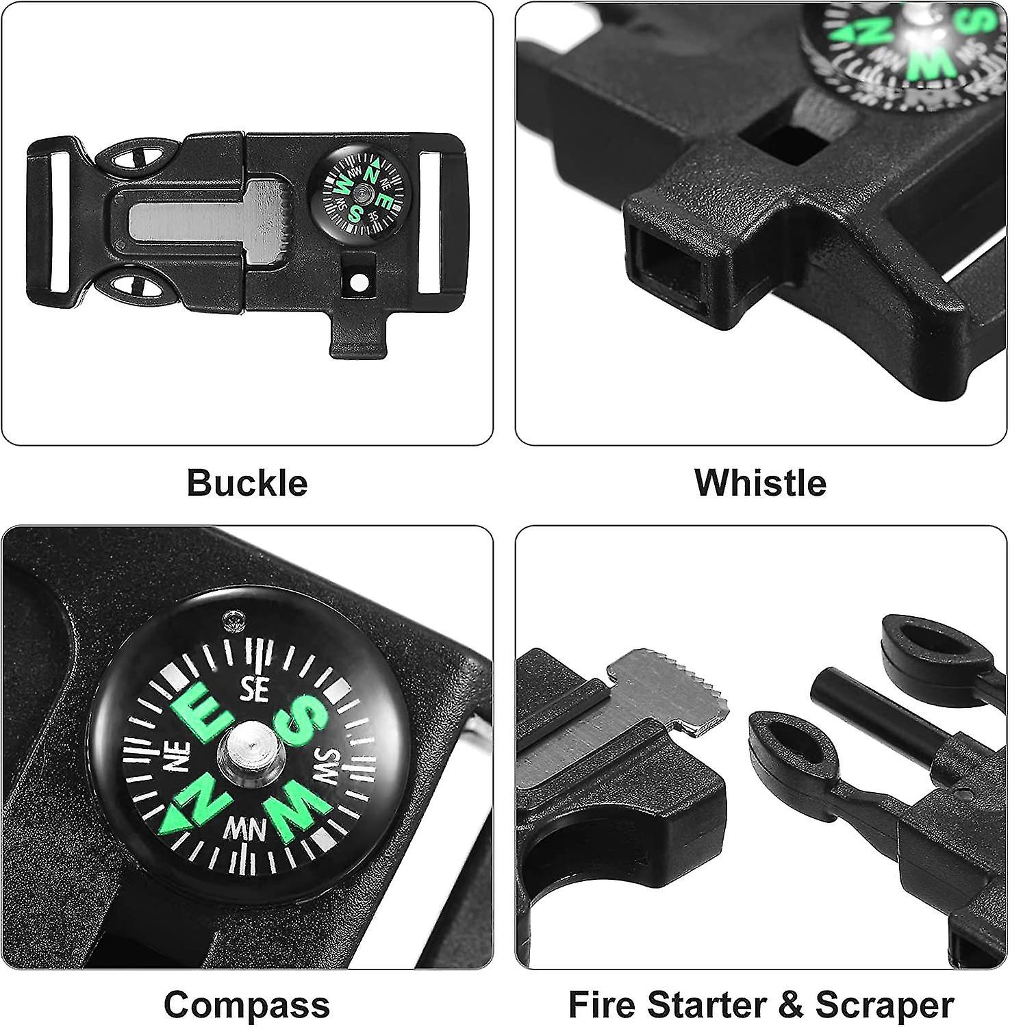 10pcs Emergency Whistle Buckle With Flint Scraper Fire Starter And ...