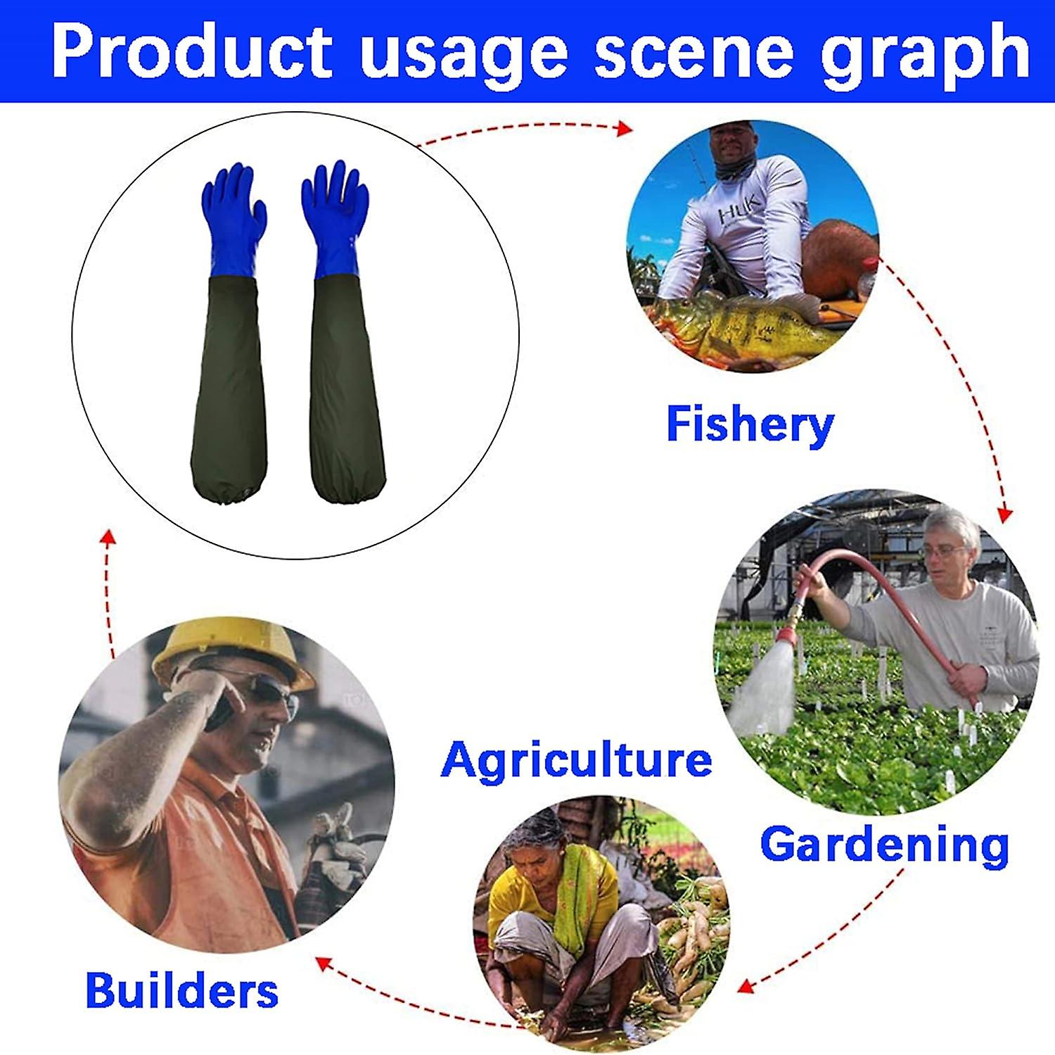 Long Rubber Gloves，For Cleaning Pond Gutter Drains Workshop Indus ...