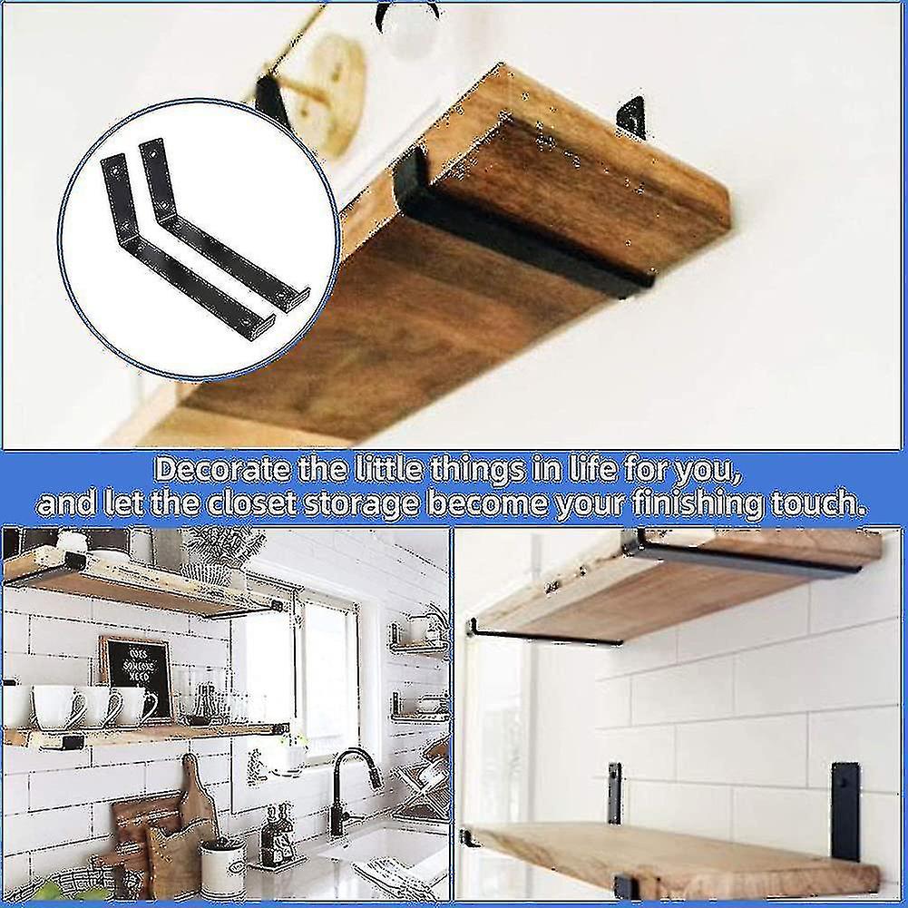 Black Shelf Bracket, 2 Pcs Heavy Duty Shelf Brackets Industrial Shelf ...