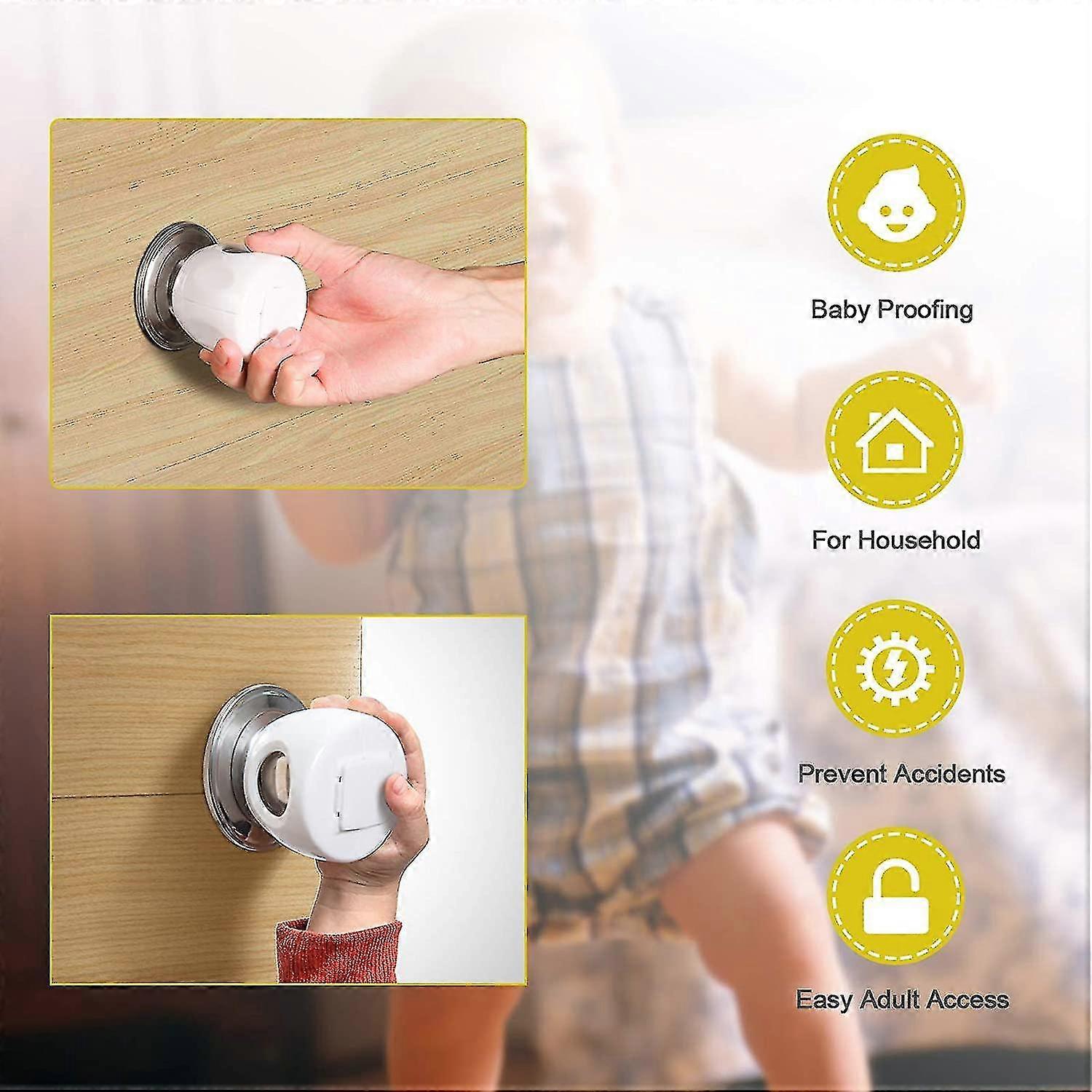 4 Pack Door Knob Safety Cover For Kids, Child Proof Door Knob Covers ...