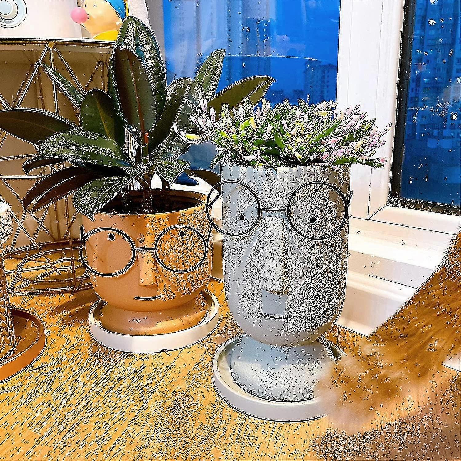Face Planter Planter Cement Flower Pots,small Ceramic Succulent Pot ...