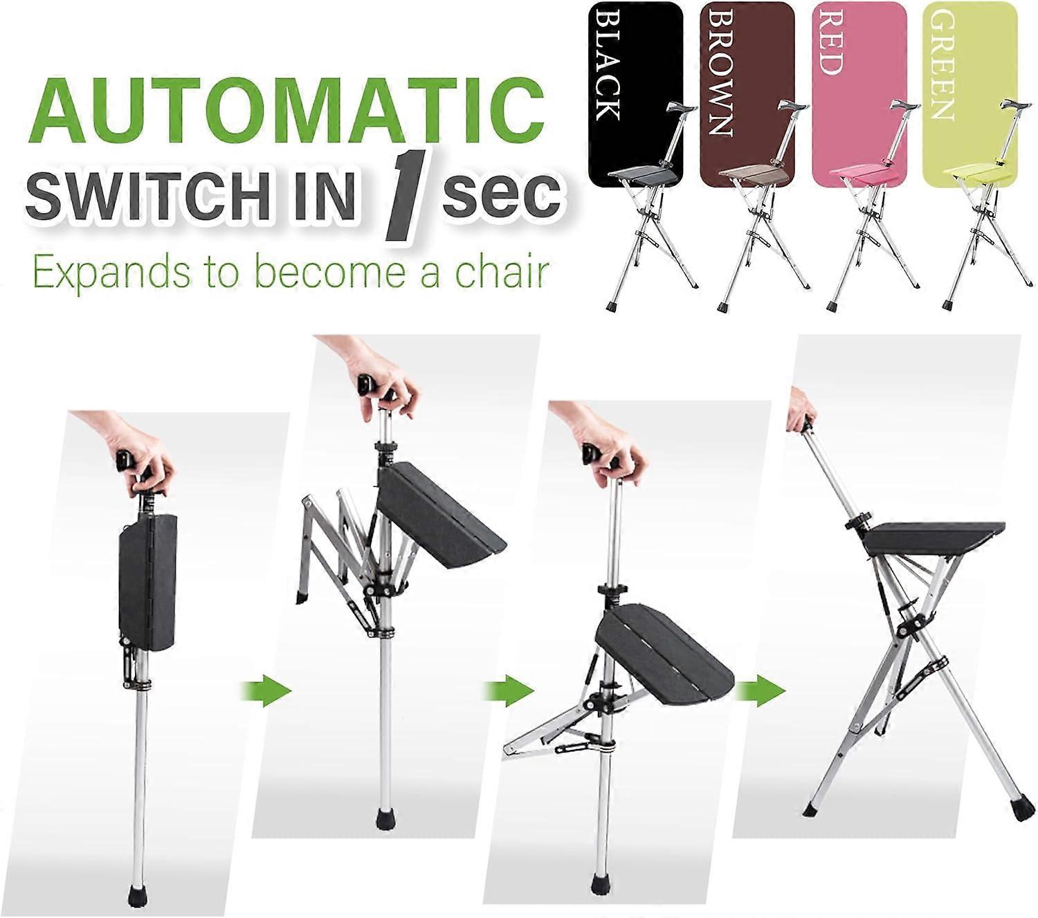 Chair, Portable Trekking Hiking Pole, Folding Walking Stick with Seat ...