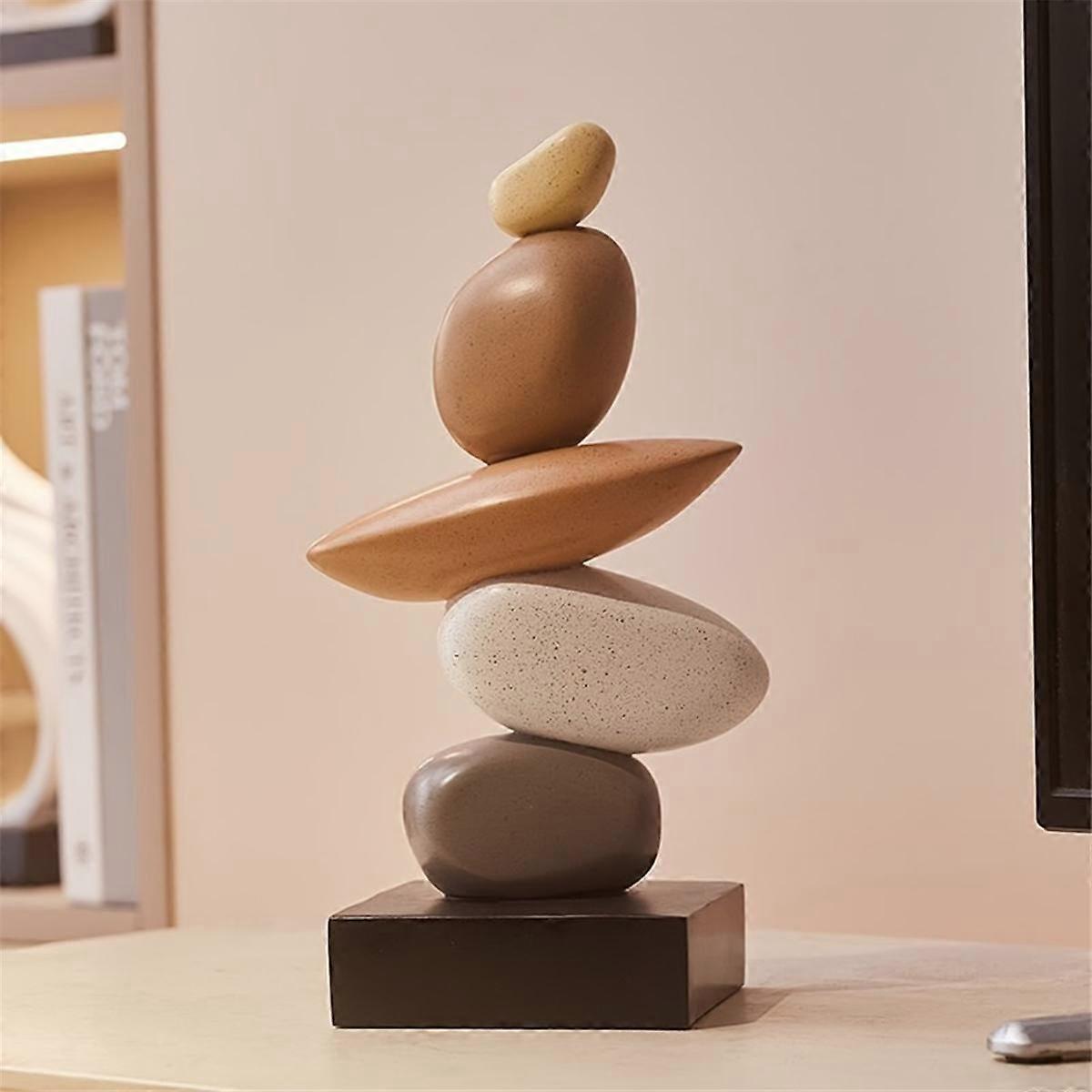 Modern Resin Stacked Stones Sculpture - Abstract Balanced Rock Art for ...