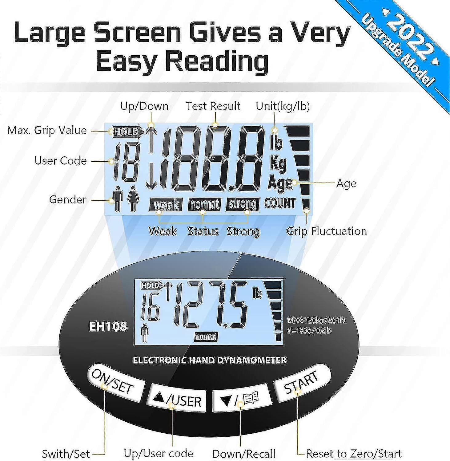 Hand Dynamometer Grip Strength Trainer - Electronic Hand Grip Strength ...