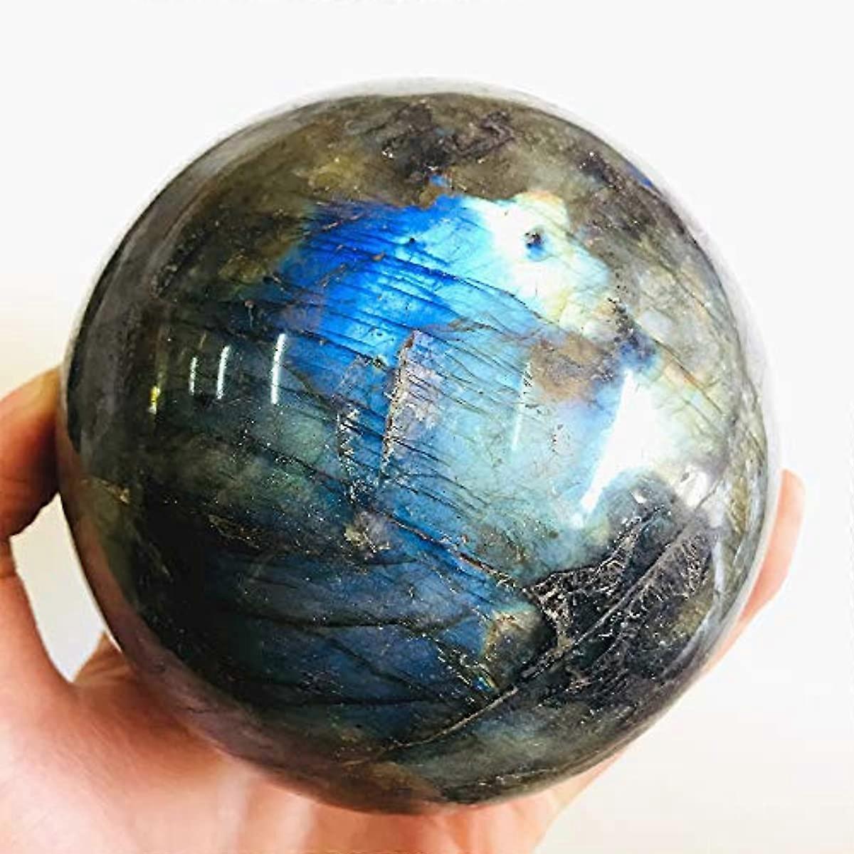 Natural labradorite sphere rock quartz crystal ball healing ornament ...