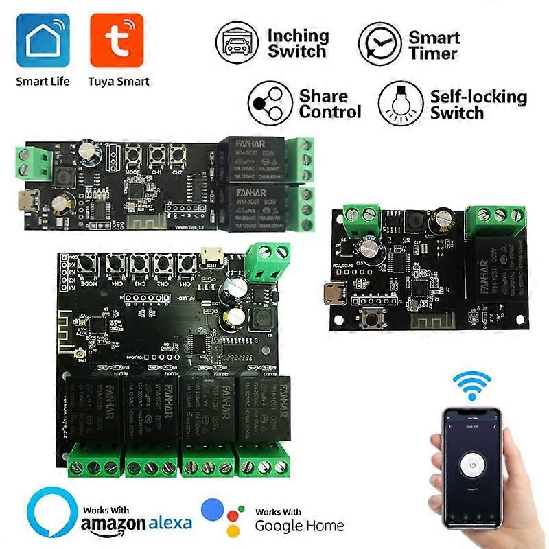 Tuya Wifi Switch 4CH Wireless DIY Smart Switch Module Smart life APP ...