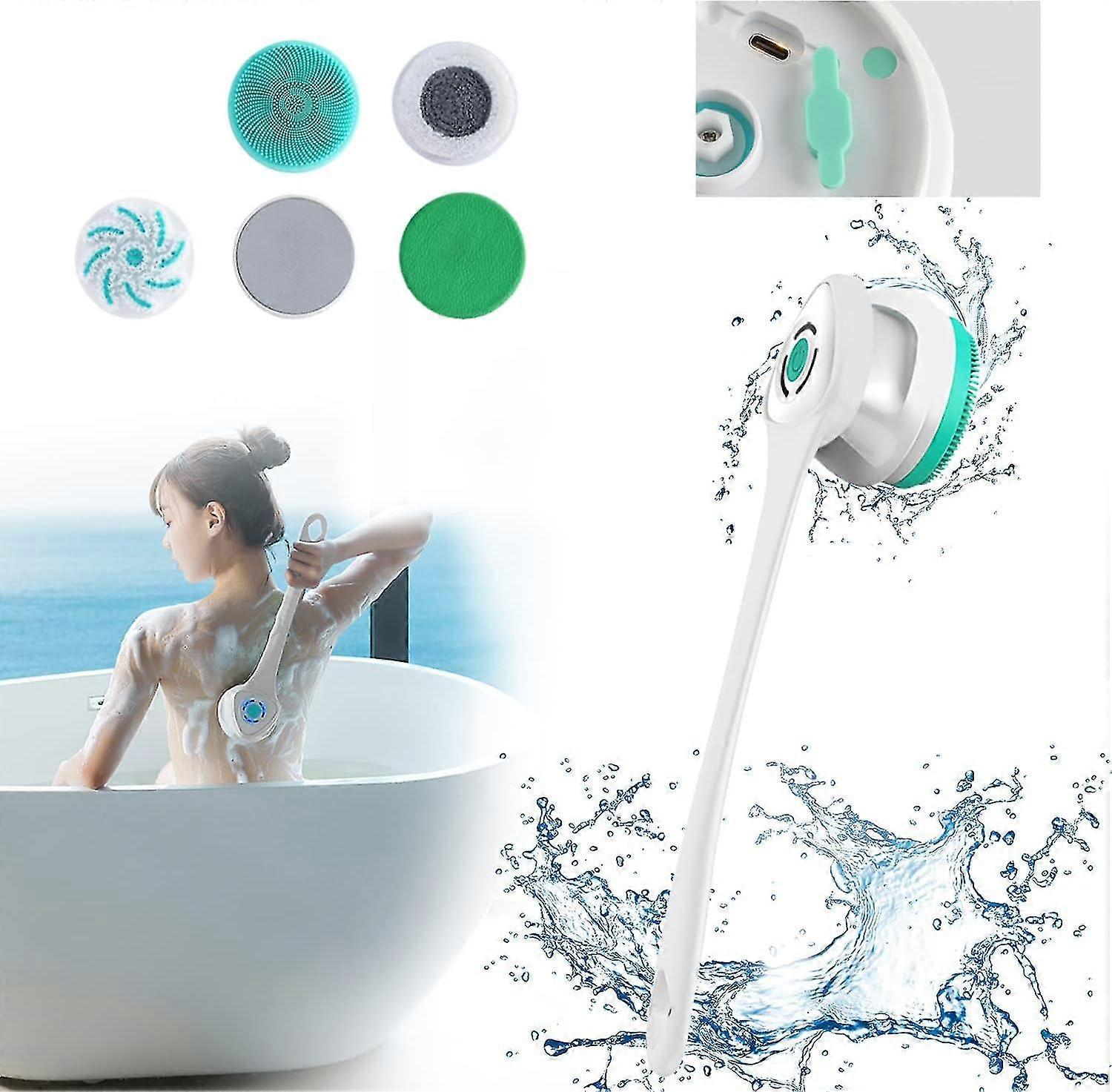 Electric Body Brush Shower, 5 In 1 Massage Exfoliating Scrubber, Soft ...