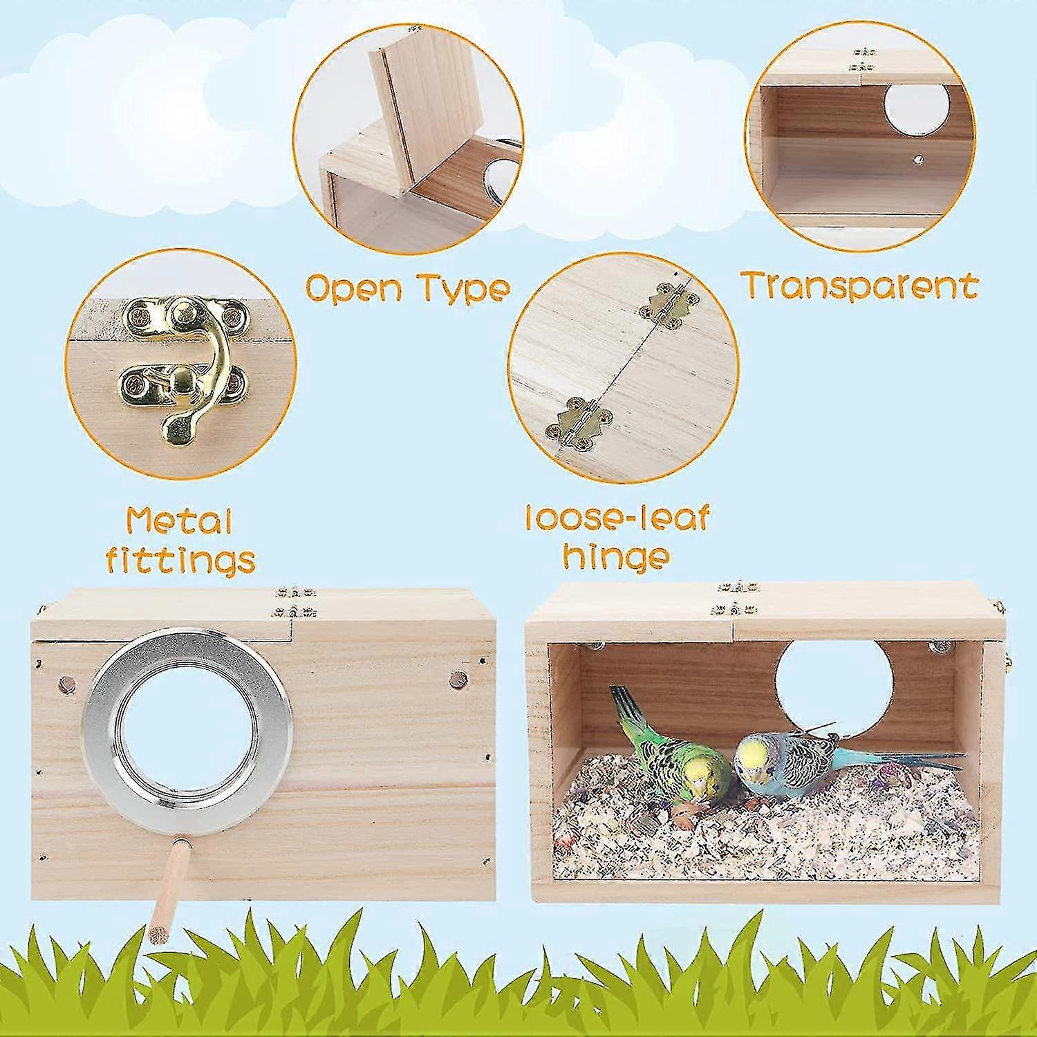 Budgie Nesting Box Transparent Design, Bird Nest Breeding Box With ...