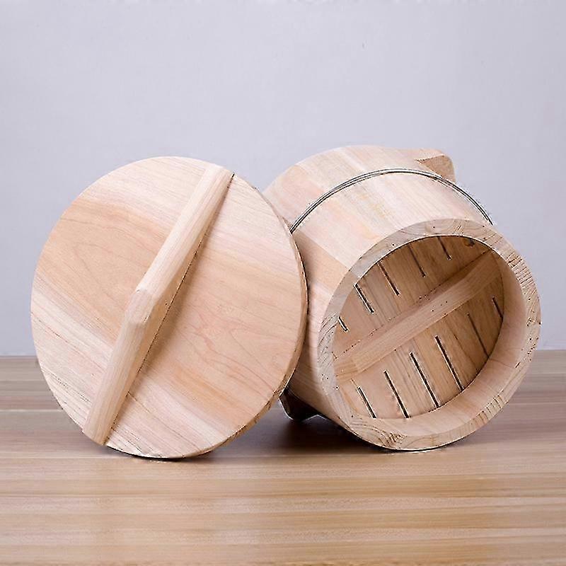 Kitchen Tool Portable Natural Wooden Steaming Rice Bucket with Lid ...
