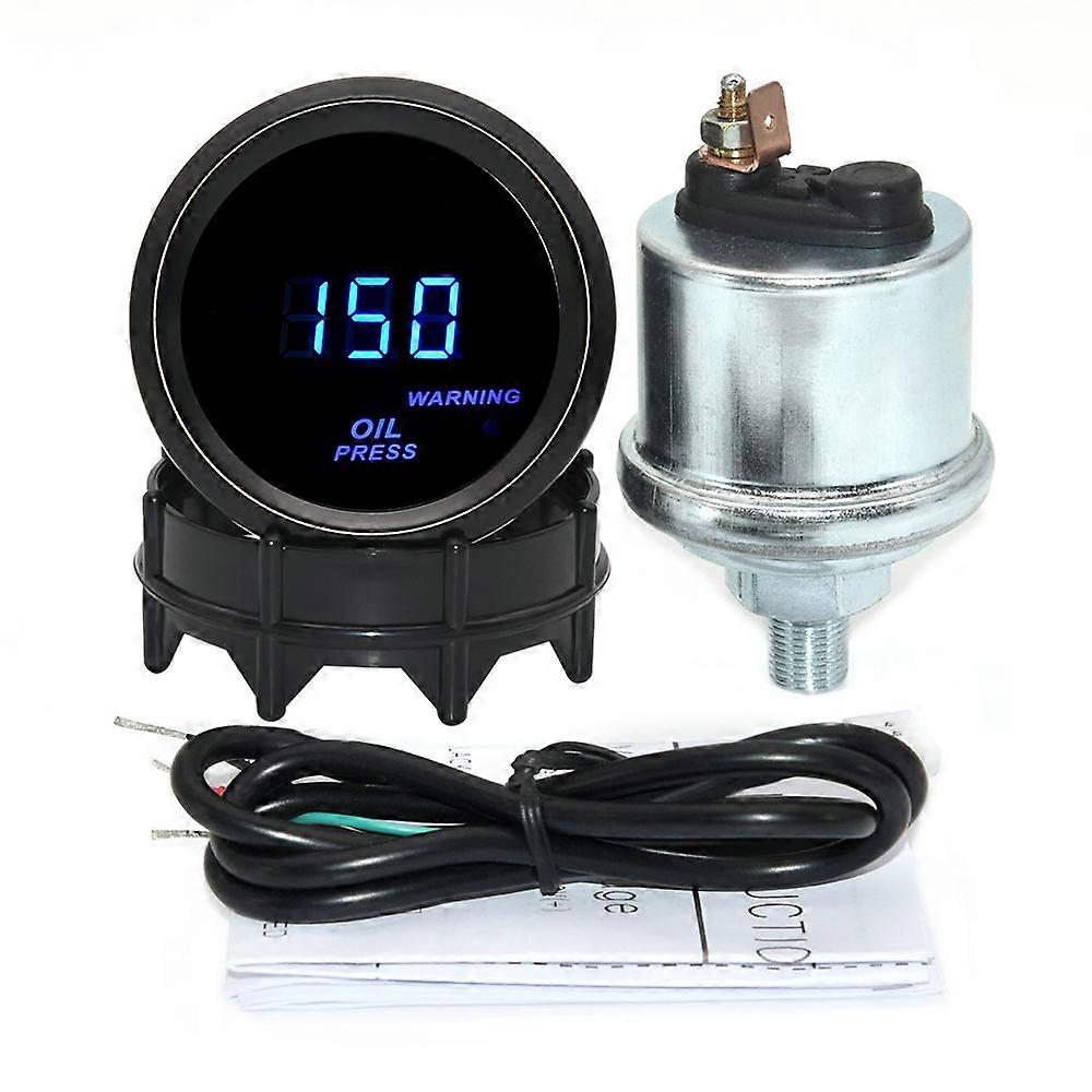 A Car Digital Gauge With Warning Light 52mm Turbo Boost PSI BAR Oil ...