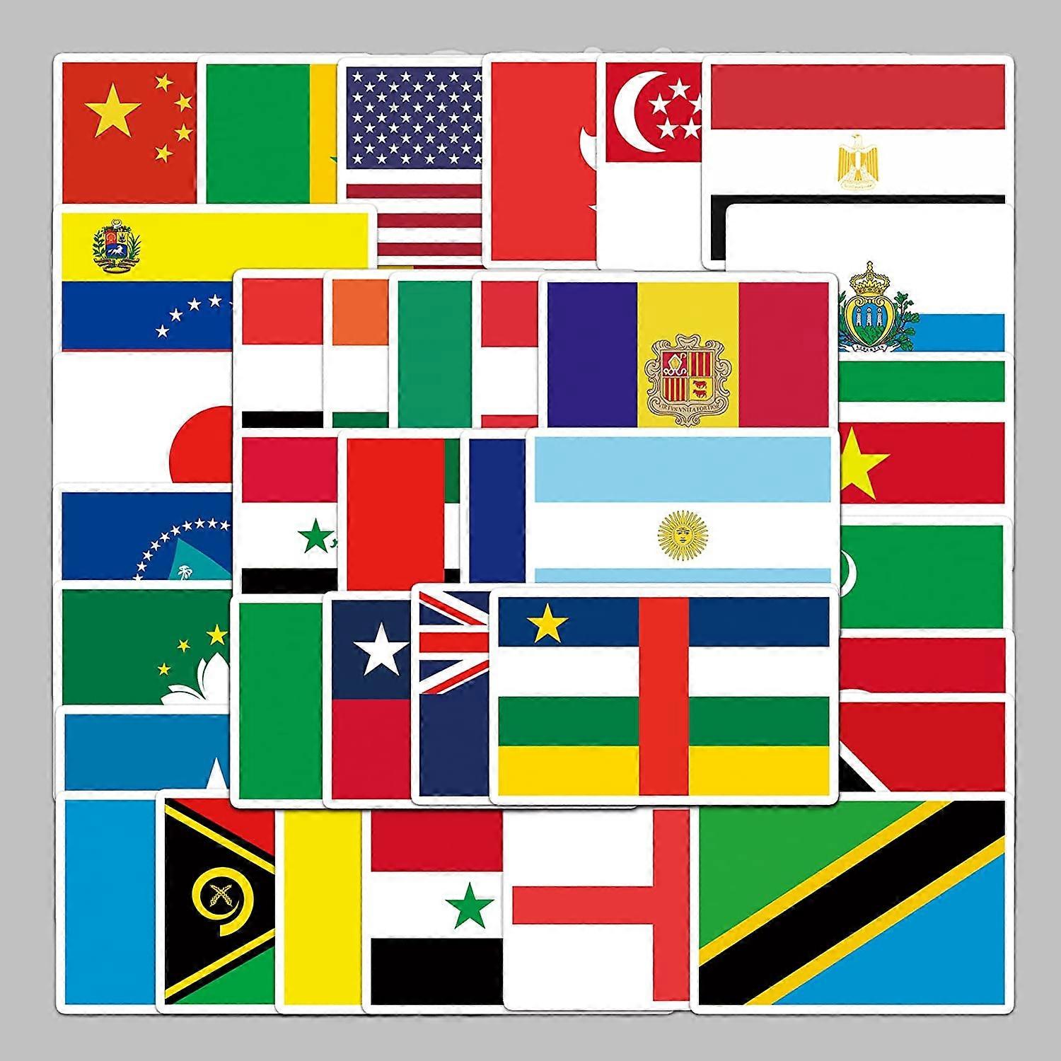 World Flags Stickers Pack of 100-Country Flag in Map Pattern Stickers ...