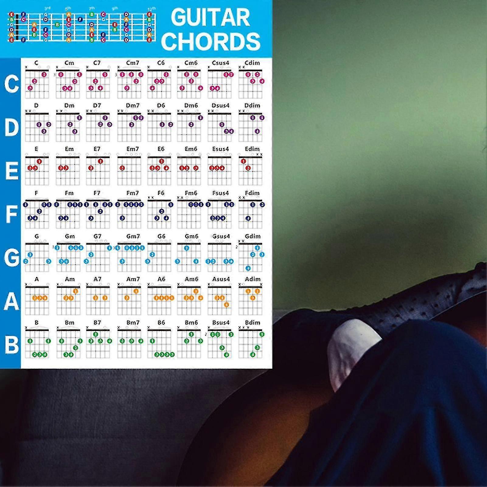 Chords Chart Clear Characters Comprehensive Art Paper Guitar Music ...