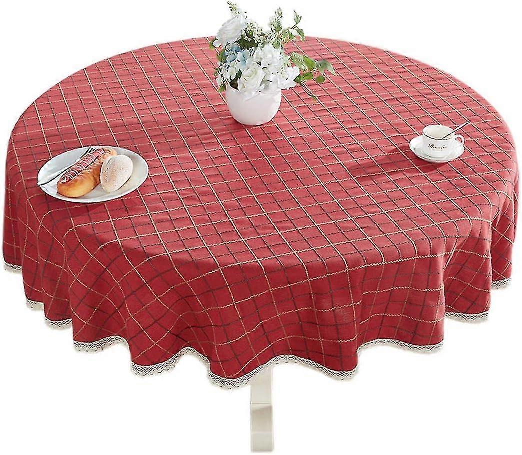 Heavy Duty Cotton Sheet Lace Tablecloth Plaid Round Table Round Table ...