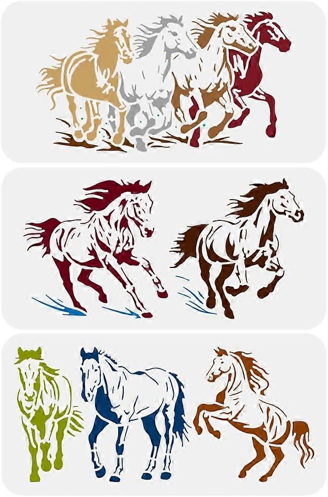 3Pcs Horse Border Stencil 11.8x5.9inch Running Horse Stencil Walking ...
