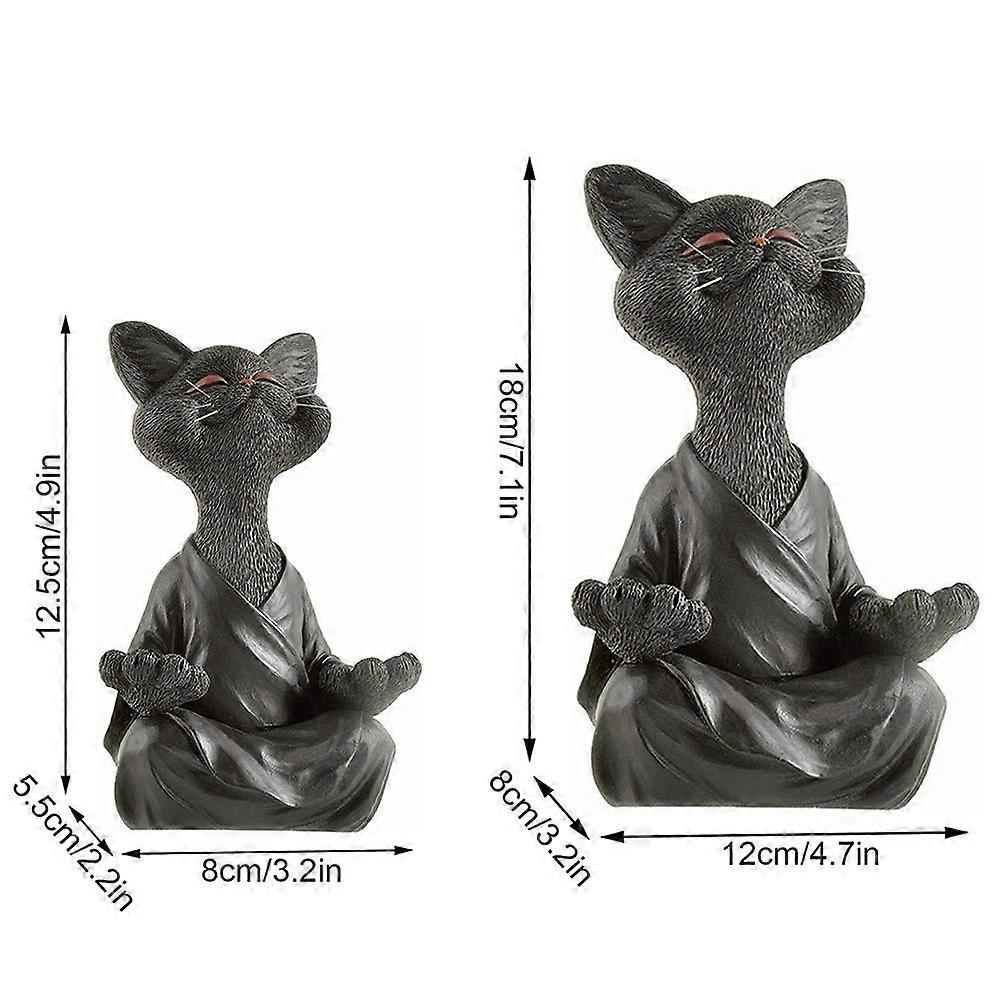 Whimsical Buddha Cat Figurine Resin Statue, Meditation Yoga Decoration ...