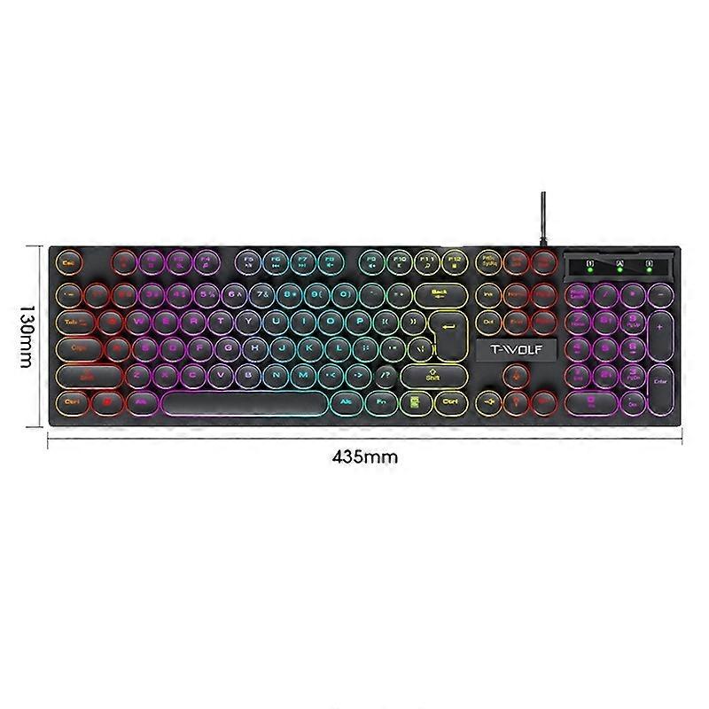 T-WOLF T80 104-Keys RGB Wired Punk Keyboard Black | Fruugo UK