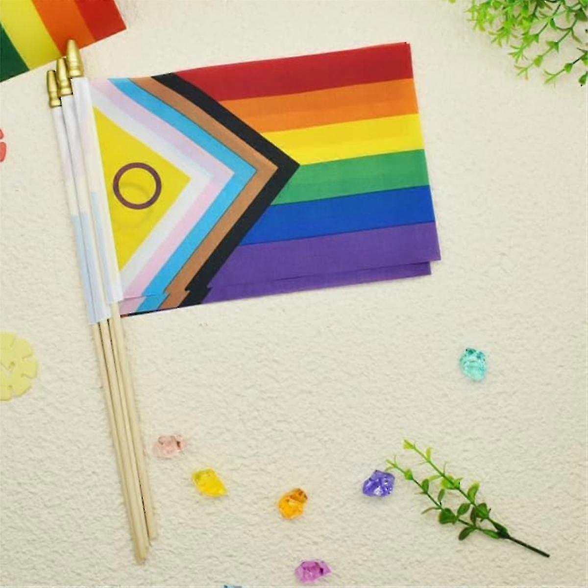 LGBTQ Hand Held Flags 50 Pack Intersex Progress Pride 5x8 Inch | Fruugo UK