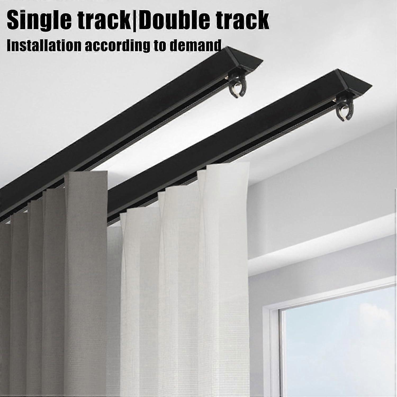 Ceiling Curtain Track with 90 Degree Corner, Black Aluminum Sliding ...