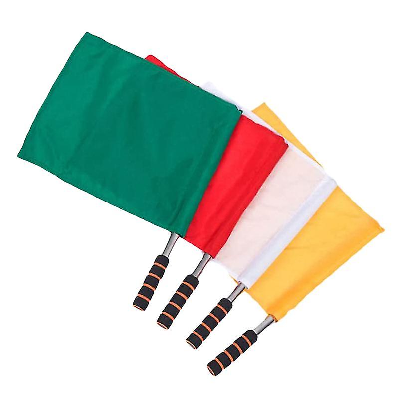 4pcs Sports Referee Flag Signal Flags Solid Flag With Stainless Steel ...