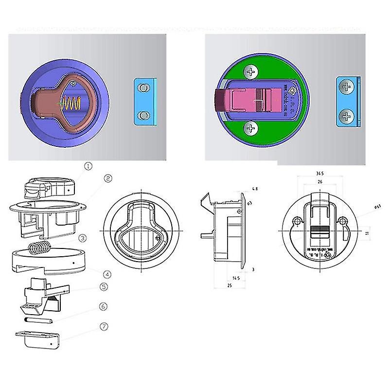 Latch Hatch Round Pull Latchlatch Flush Pull For1/4 Door Boat Deck ...