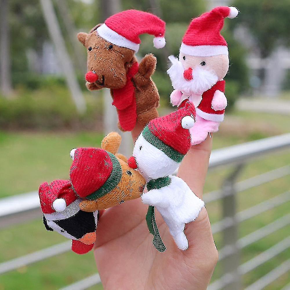 5 Soft Stuffed Finger Puppets Santa Claus Set - Cute Christmas Toys For ...