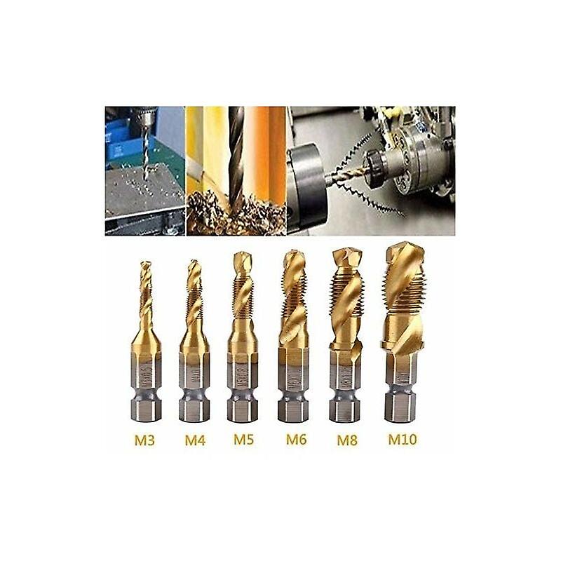 Set of 6 Thread Taps, Tap Drill, Metric Thread M3-M10 with Titanium ...