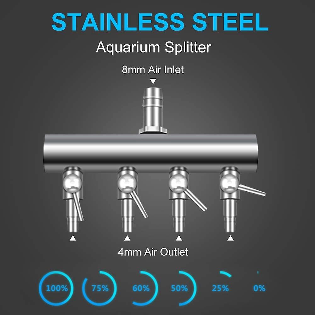 Aquarium Air Flow Splitter Fish Tank Air Control Valve Stainless Steel ...