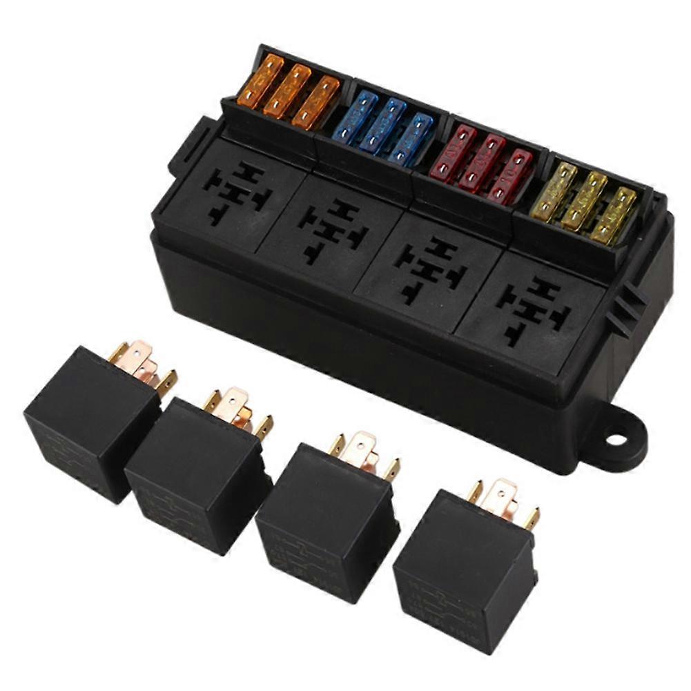 12 Way Blade Fuse Holder Box With Spade Terminals Fuse 4pcs 4pin 12v ...