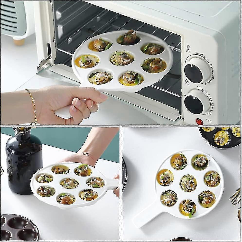 Ceramic Escargot Plates With Handles Seafood Snail Dish Footed Plates ...