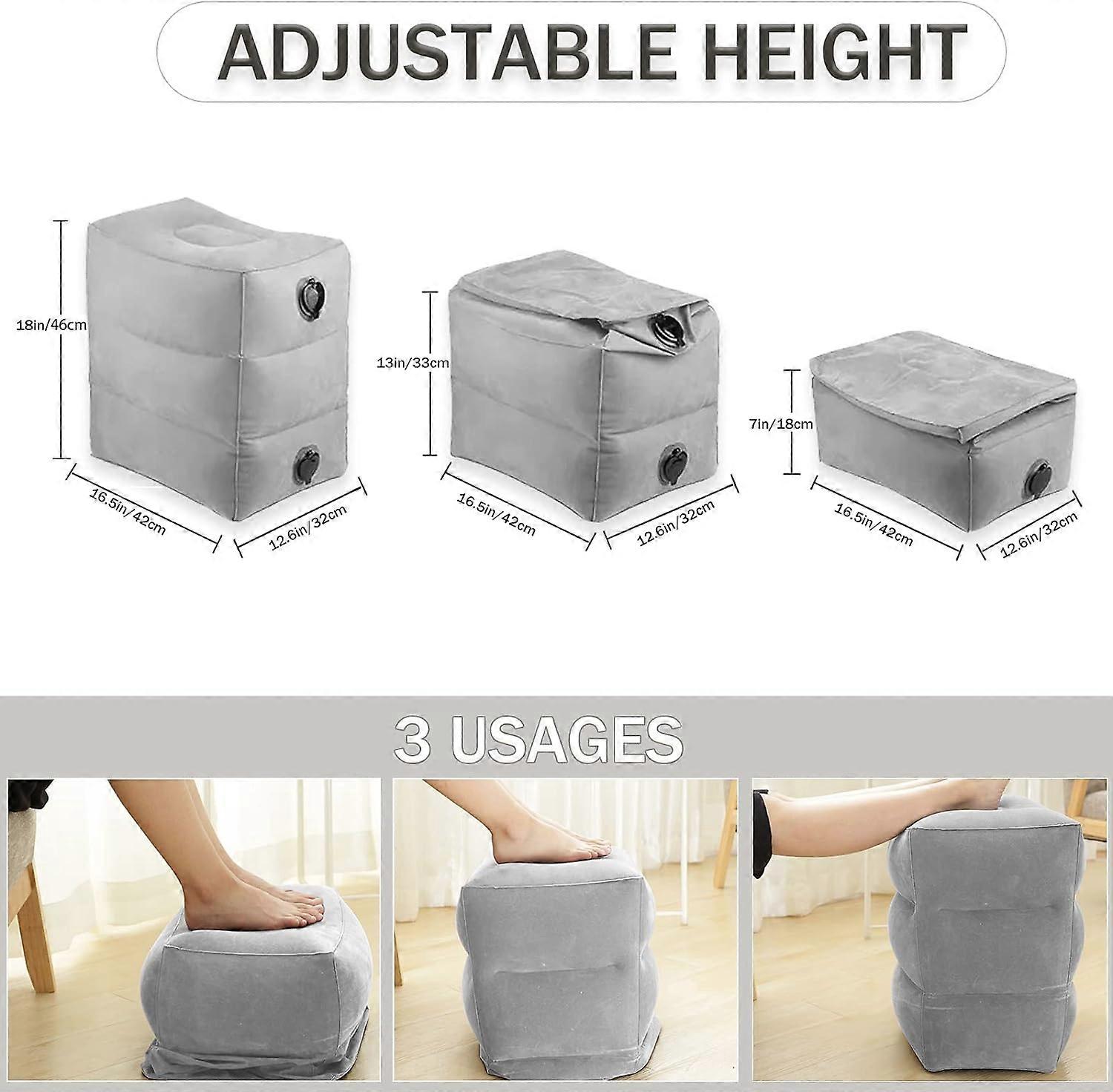 Travel Inflatable Footrest, Adjustable Three-Layer Height Footrest ...