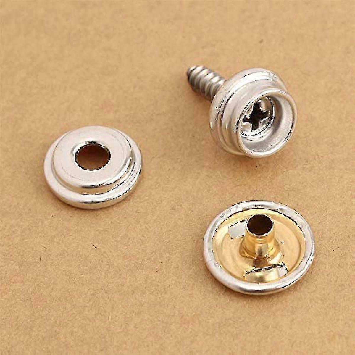Pack Of 50 Screw-on Push Buttons Stainless Steel 58 Inch Snaps Closure ...