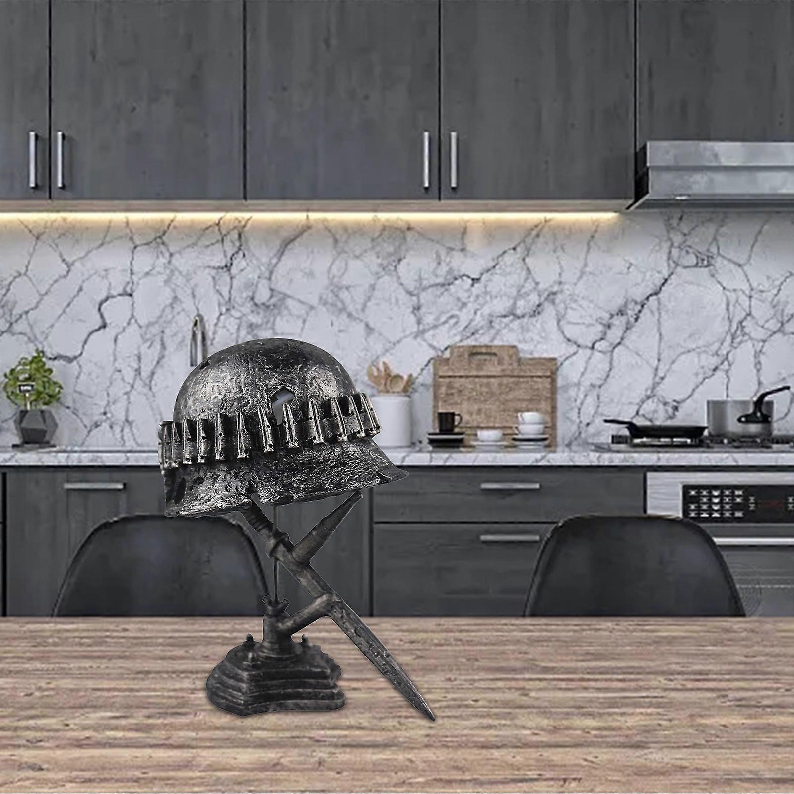 War Lamp Table Lamp Statue Made From WWII Soldier Helmet And Bayonet ...