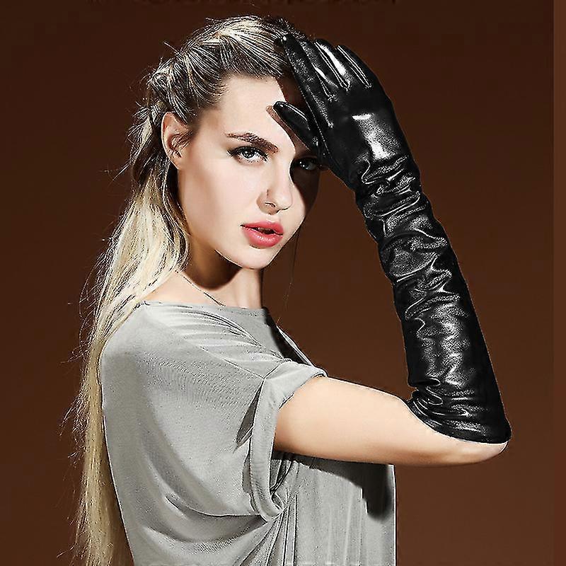 Women's Long Leather Gloves Winter Touchscreen Opera Evening Dress Driving Elbow Length Glove ...