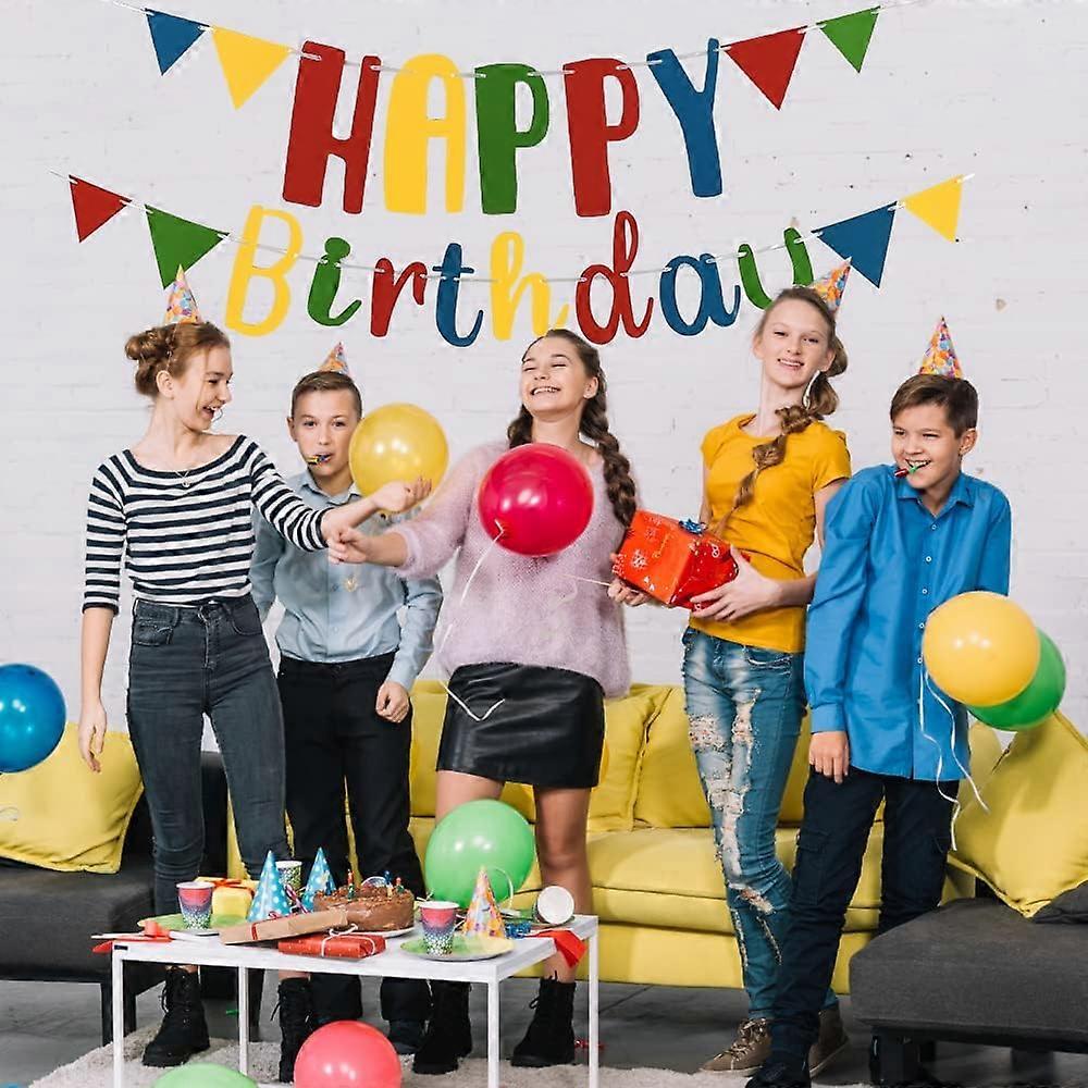 Happy Birthday Banner, Triangle Flag Happy Birthday Sign, Reusable Felt ...