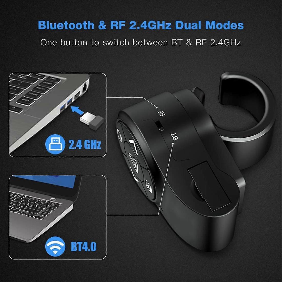 Bluetooth Wireless Presenter, RF 2.4GHz Presentation Clicker, Finger ...
