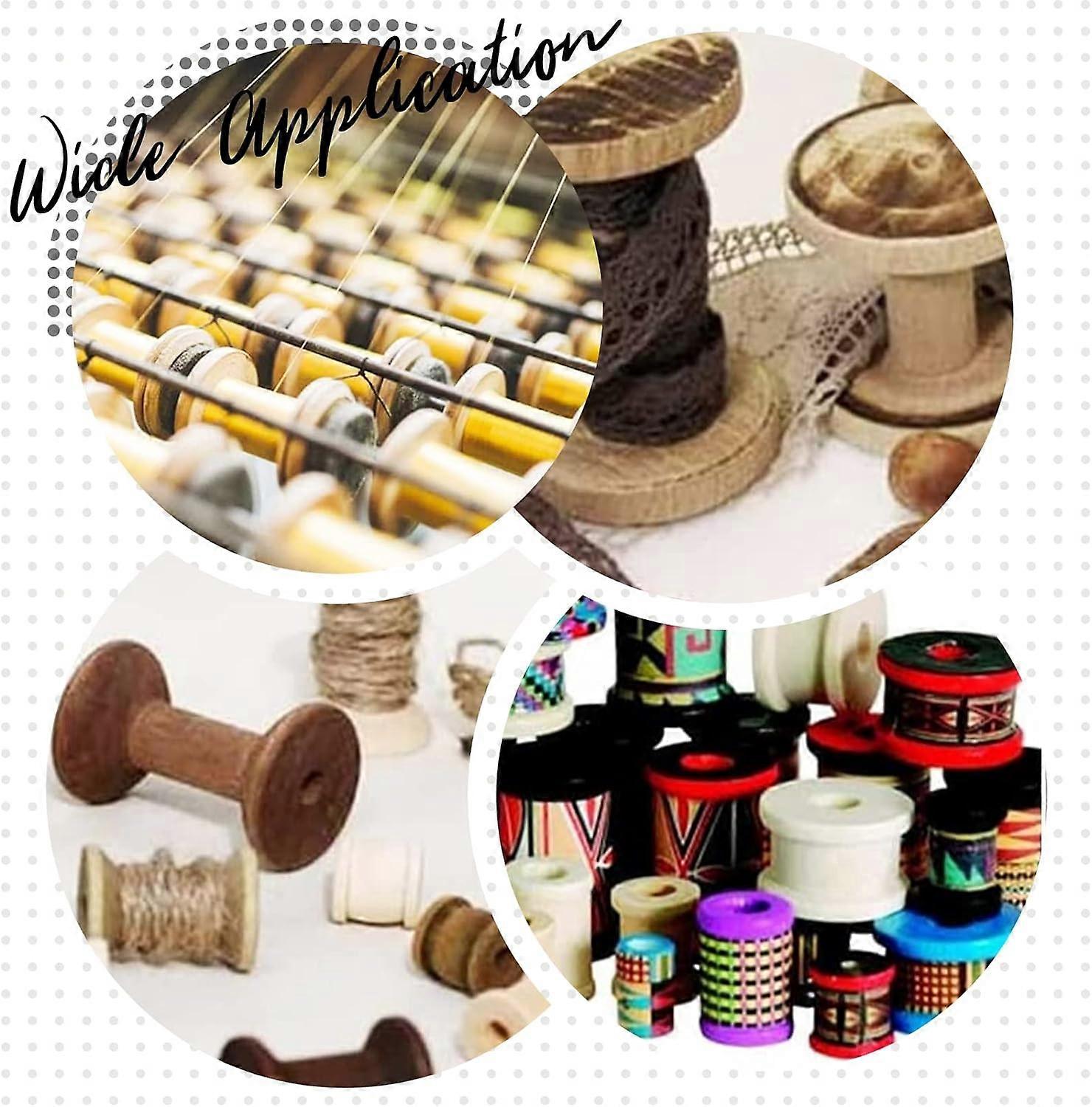 40pcs Wooden Empty Spools 4 Size Thread Spools Tan Wire Weaving Bobbins ...