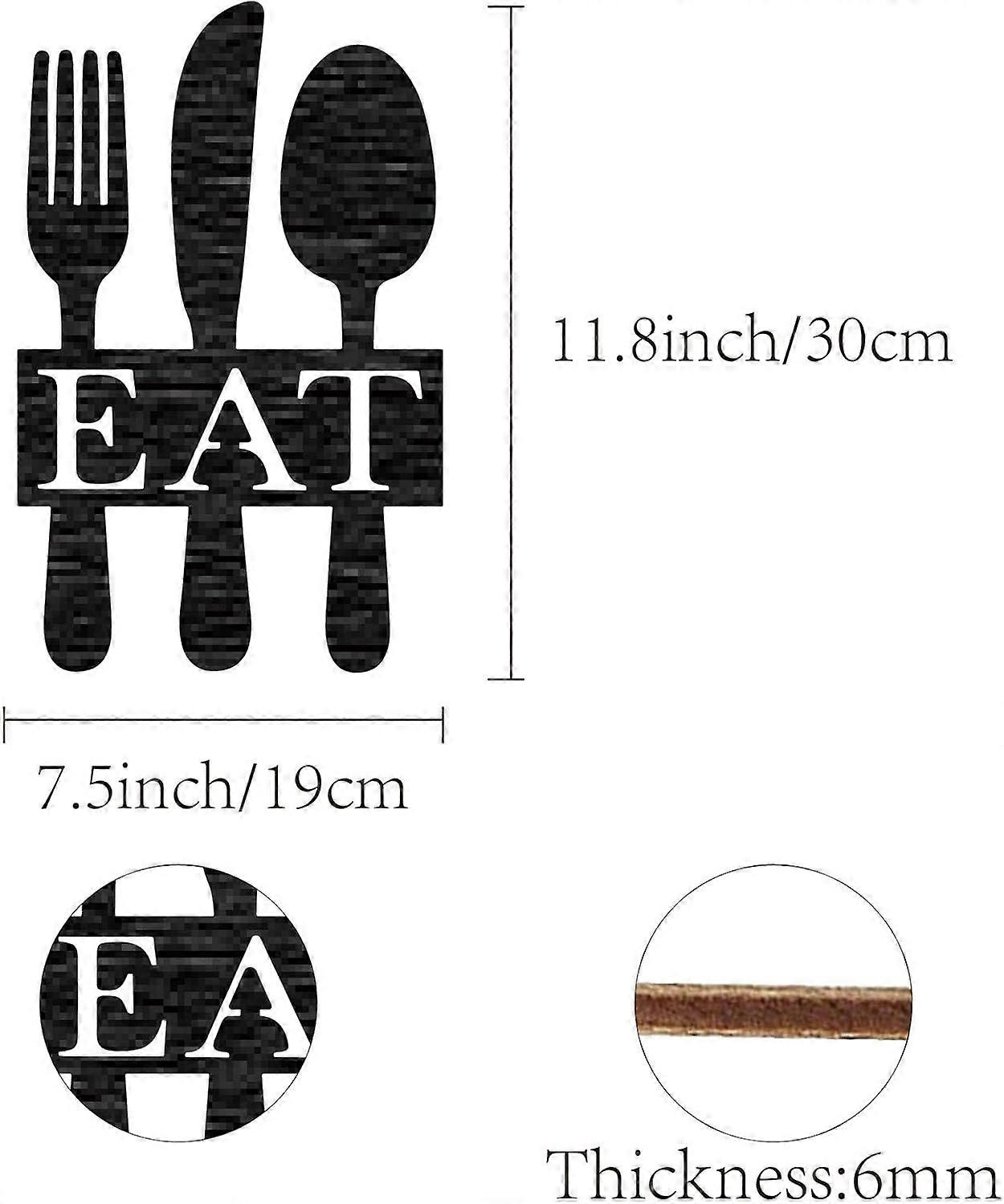 Word Eat Sign Laser Cut Wood Letter Sign Fork Spoon Wall Decor Cutouts ...