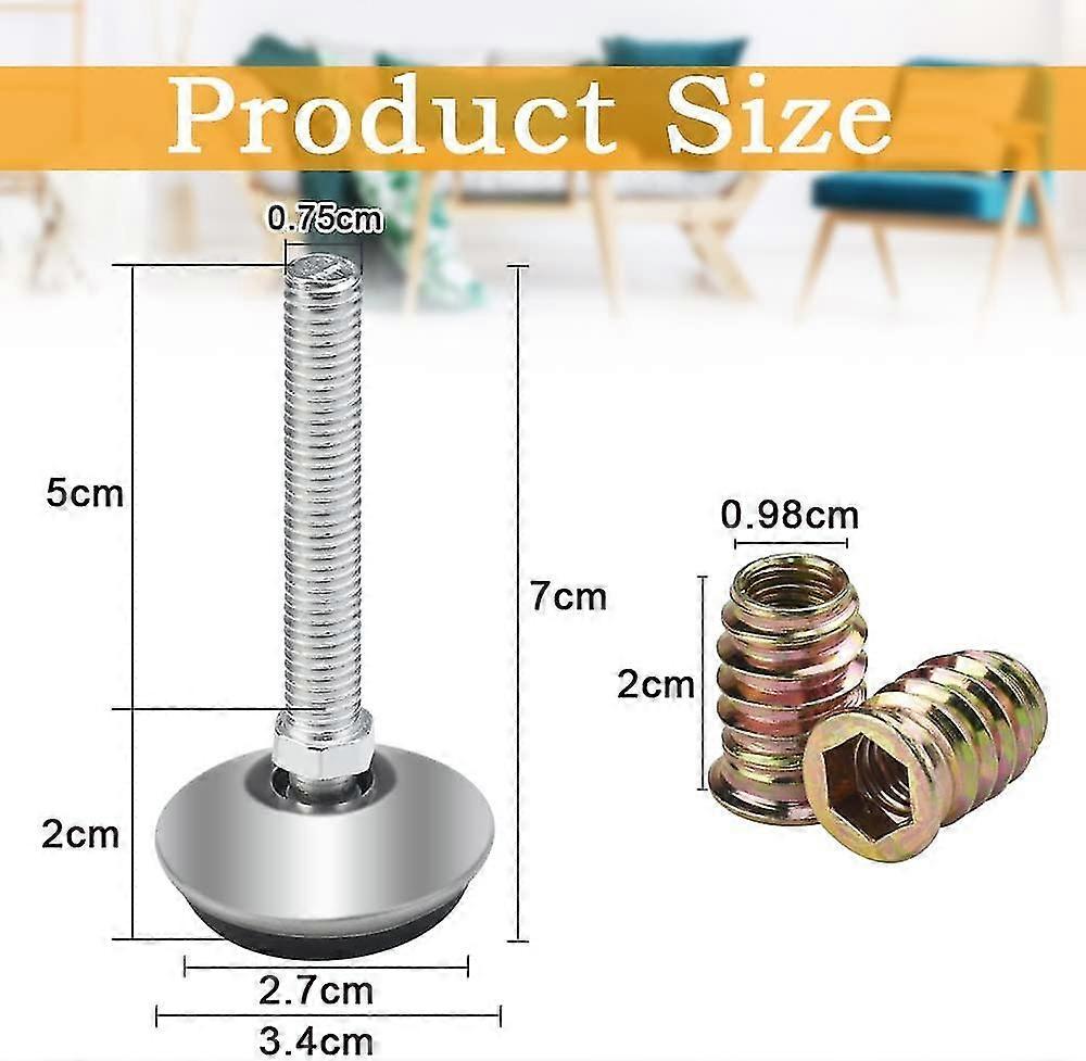 8 Pieces Adjustable Furniture Feet Furniture Leveling Feet Screw Feet ...