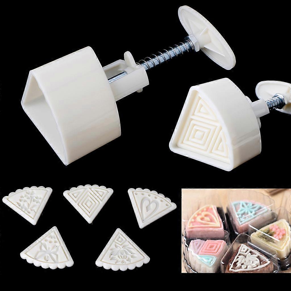 6Pcs Fan Shape Flower Moon Cake Stamps Mould Mold Pastry Mooncake Hand ...