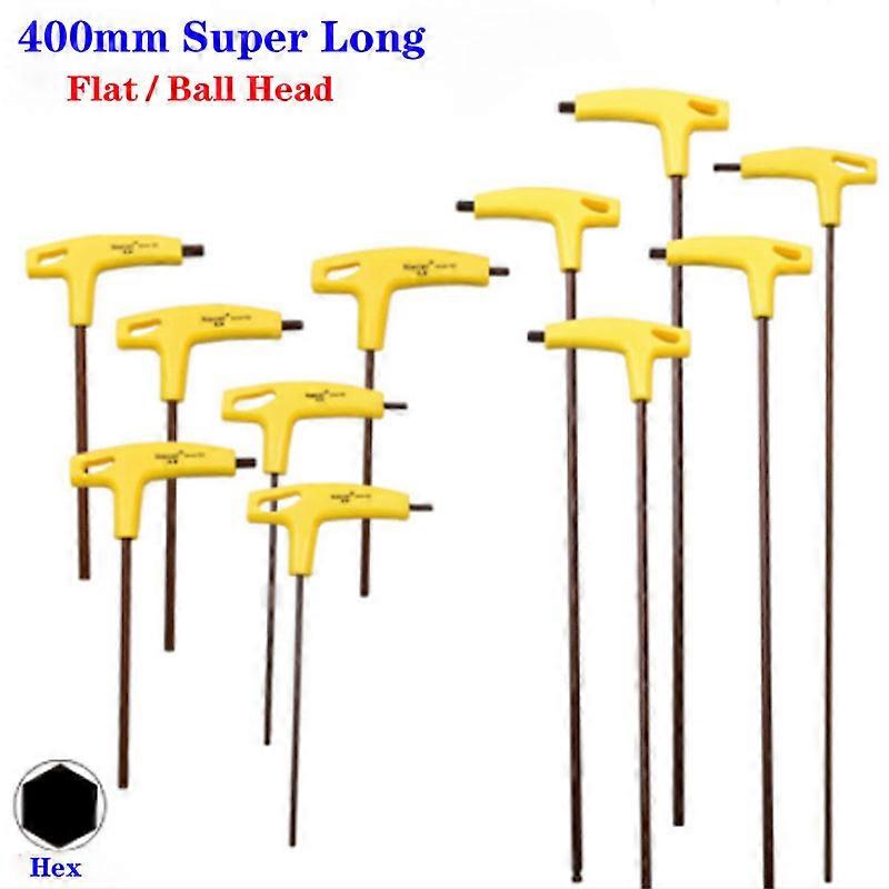Extra Long Arm T-Handle Hex Key Wrench 400mm Flat/Ball Head Hex Socket ...