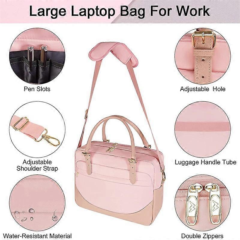 Women's Pink Laptop Bag, Handbag with Laptop Compartment 15.6 Inch ...
