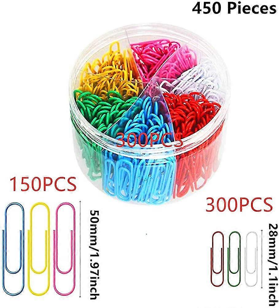Paper Clips, Premium 450 Pcs Colored Paper Clips, Paper Clips Medium ...