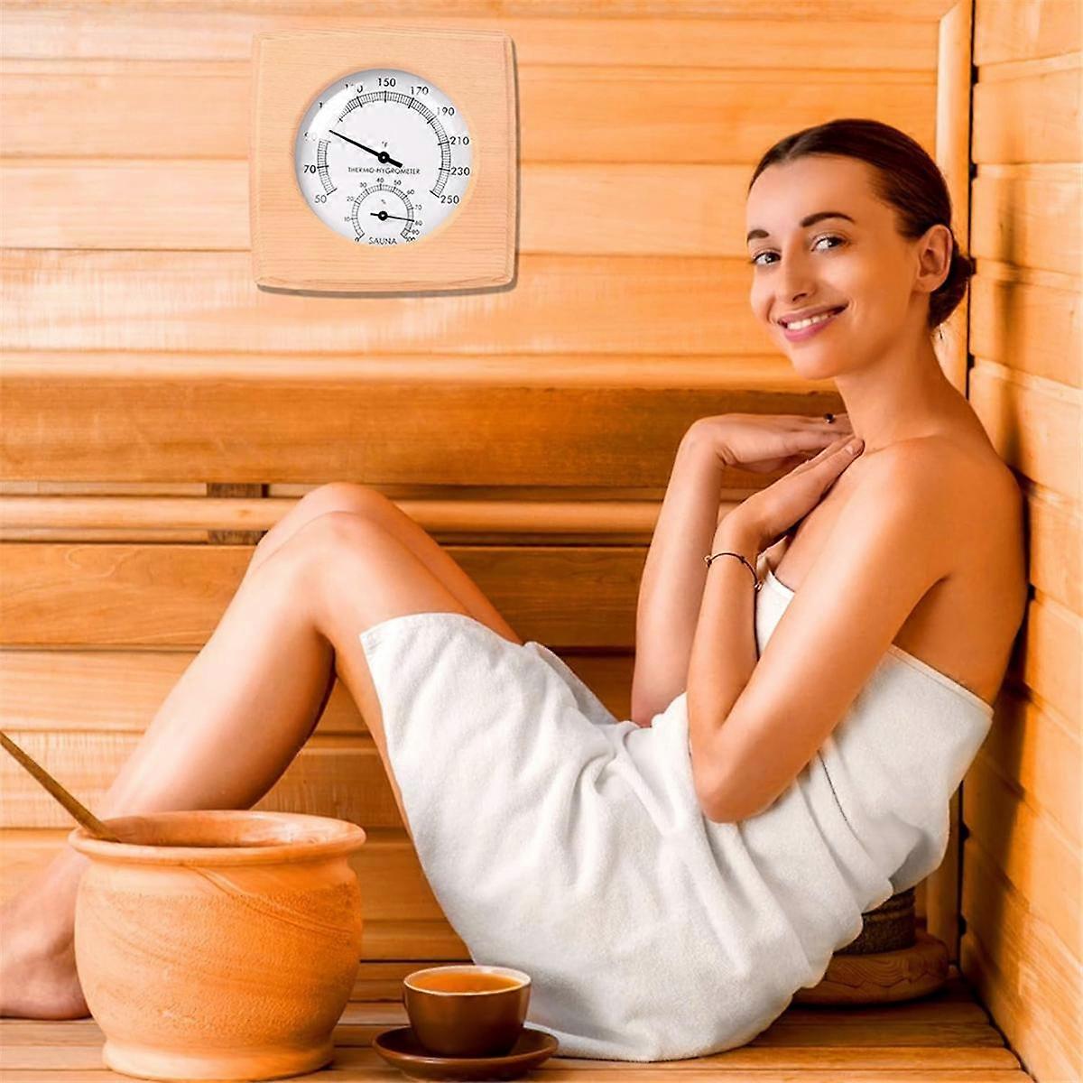 Wooden Sauna Hygrothermograph,Sauna Thermometer and Hygrometer,Indoor ...