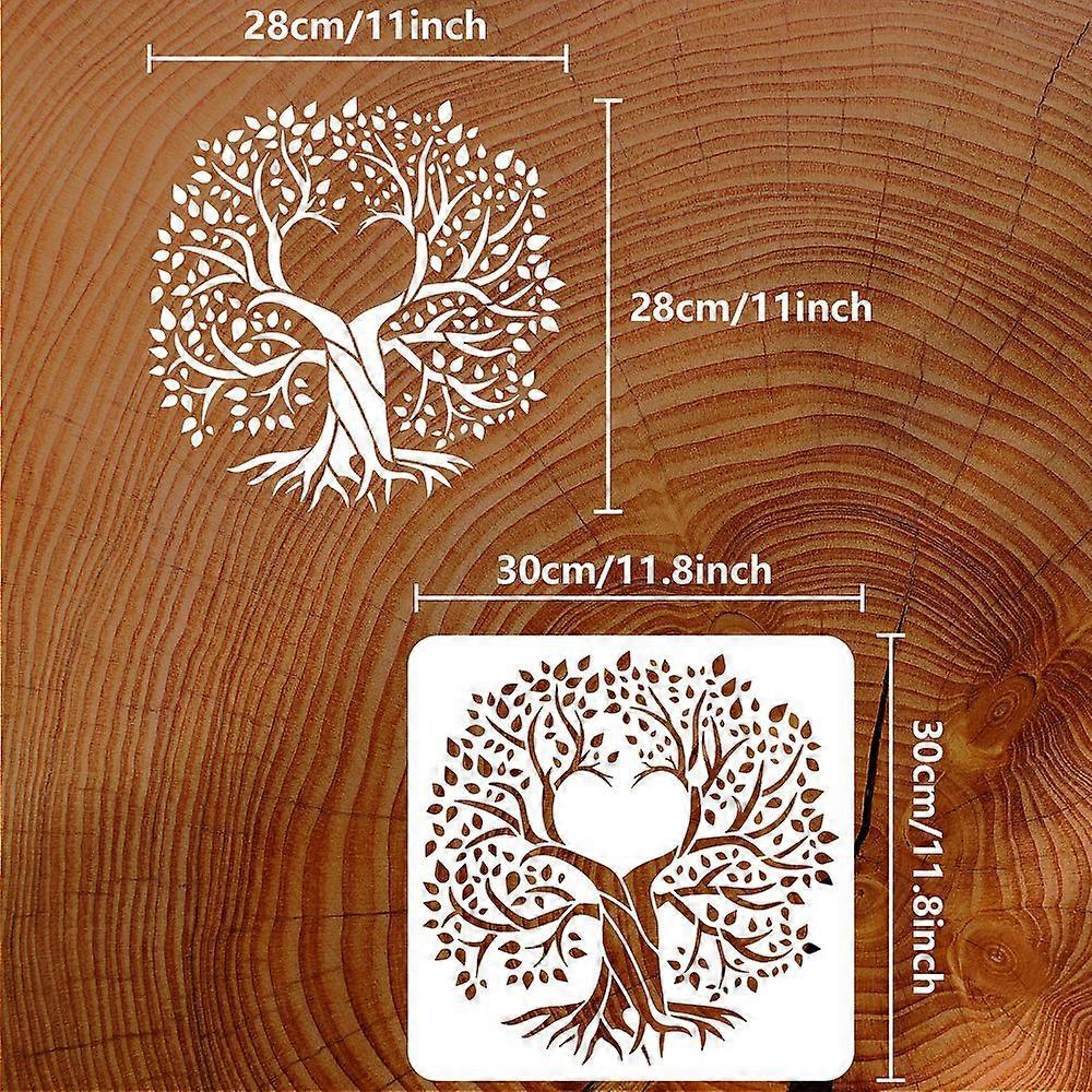 1pc Heart Tree of Life Painting Stencil 11.8x11.8inch Heart-Shaped ...