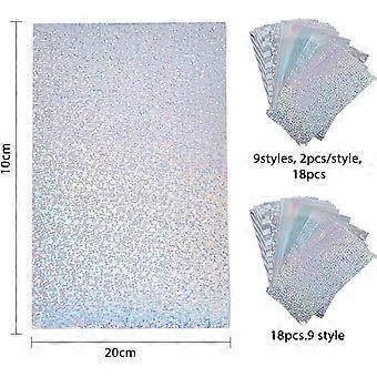 18Pcs 9 Styles Reflective Silver Fishing Lure Stickers Holographic Fish ...