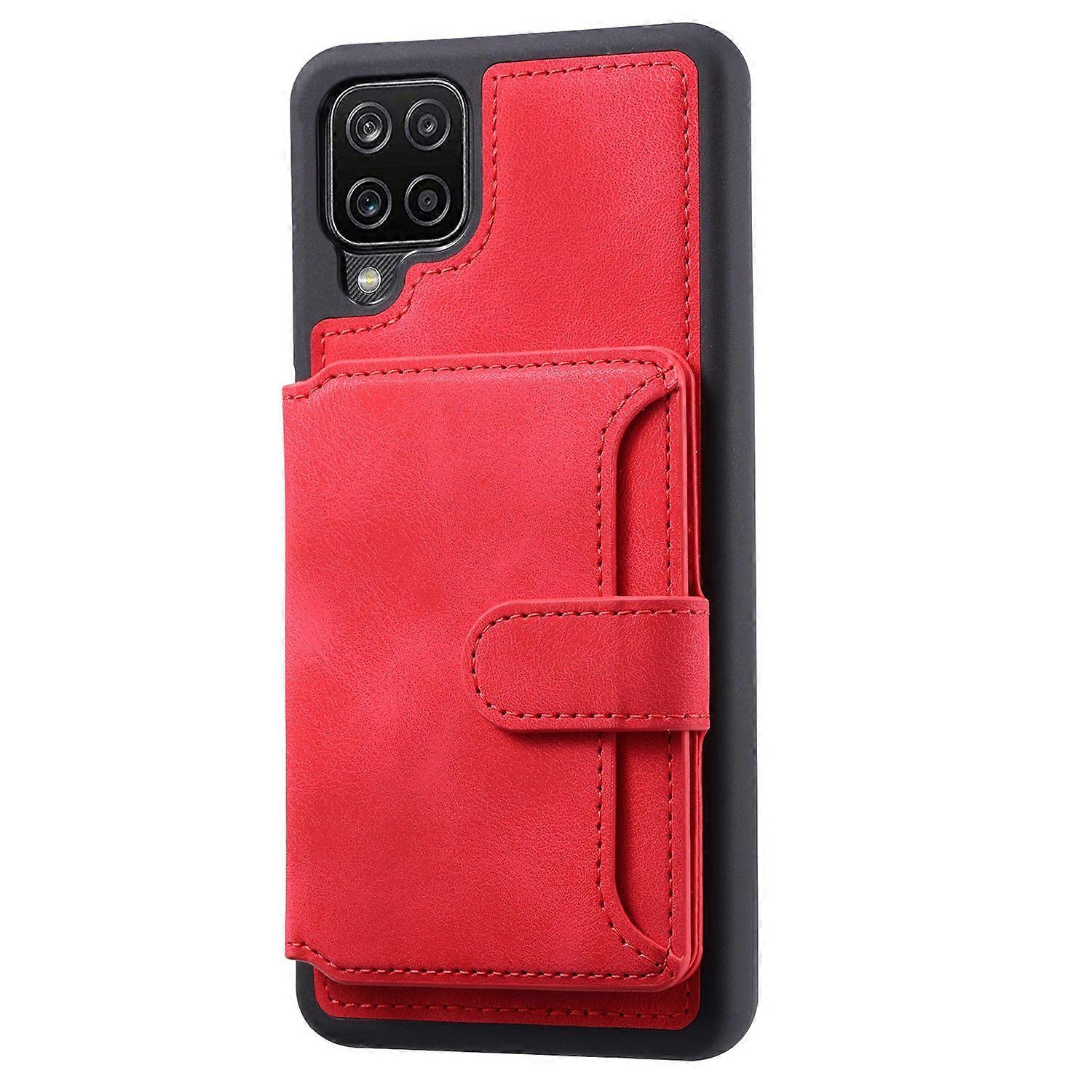For Samsung Galaxy A12/M12 RFID Blocking Phone Case Leather Coated TPU Cover with Kickstand ...