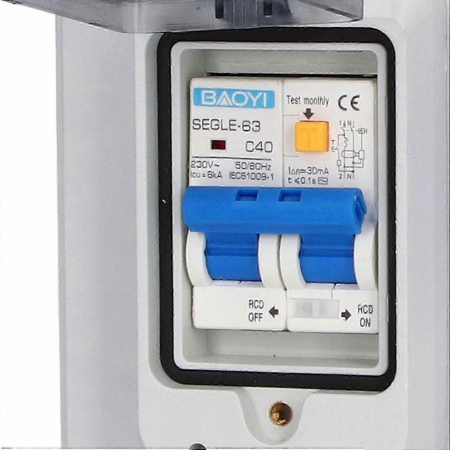 Wall Mount Power Socket Outlet Box with RCD 230V 40A 1P+N German ...