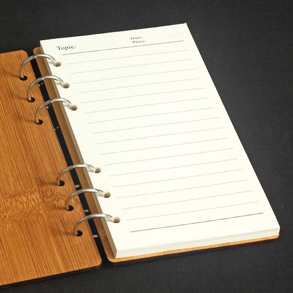 Wooden Refillable Journal Writing Notebook Diary Bound Daily Notepad A6 ...